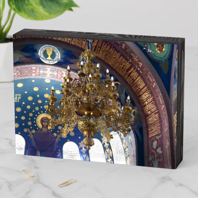 Beautiful Chandelier in the Cathedral Wooden Box Sign | Zazzle