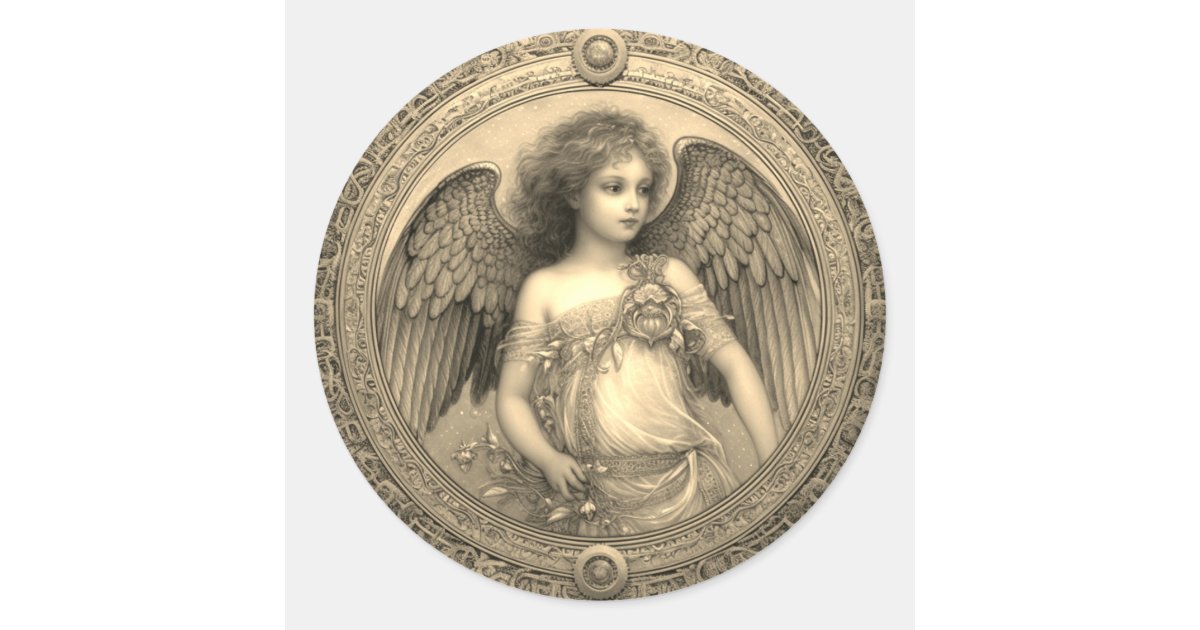 Beautiful Cherub Angel Classic Round Sticker | Zazzle