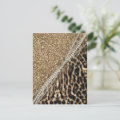 Beautiful Chic Girly Leopard Print Gold Glitter Postcard | Zazzle