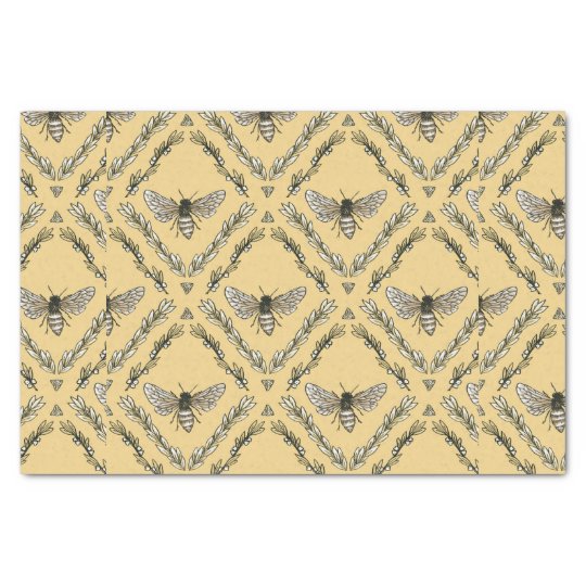 Beautiful Chic Hand-Drawn Bee Pattern Tissue Paper | Zazzle.com