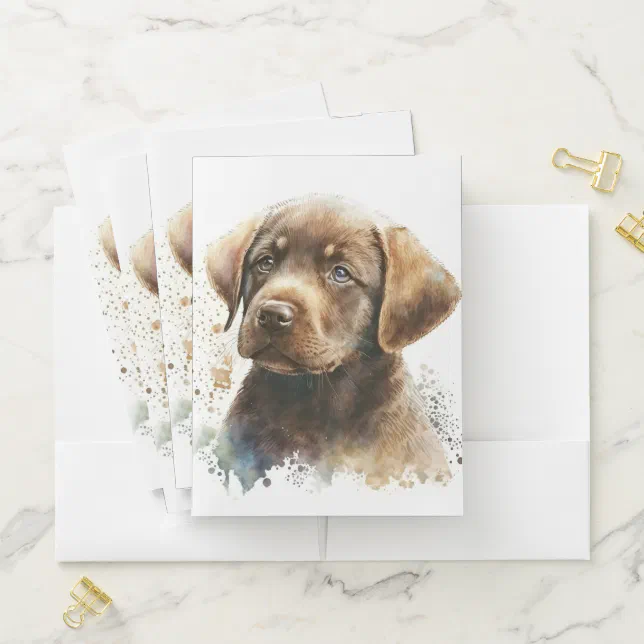 BEAUTIFUL CHOCOLATE LABRADOR RETRIEVER PUPPY POCKET FOLDER | Zazzle