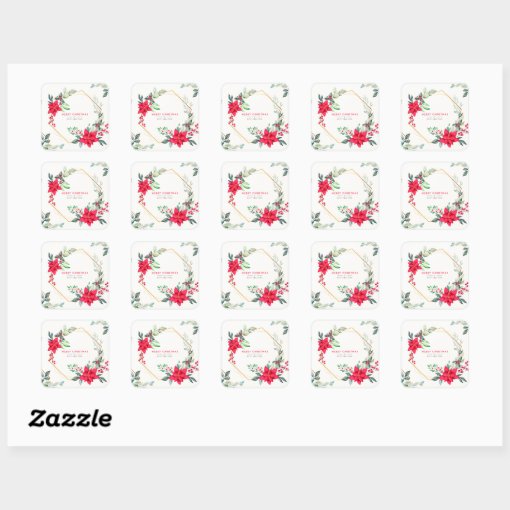 Beautiful Christmas Watercolor Flower Sticker | Zazzle