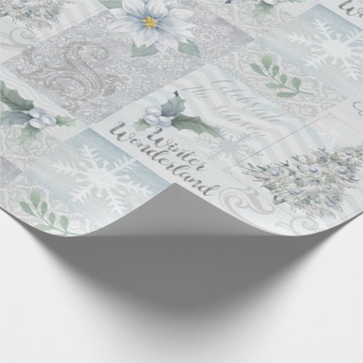 Beautiful Christmas White and Silver Gift Wrap | Zazzle
