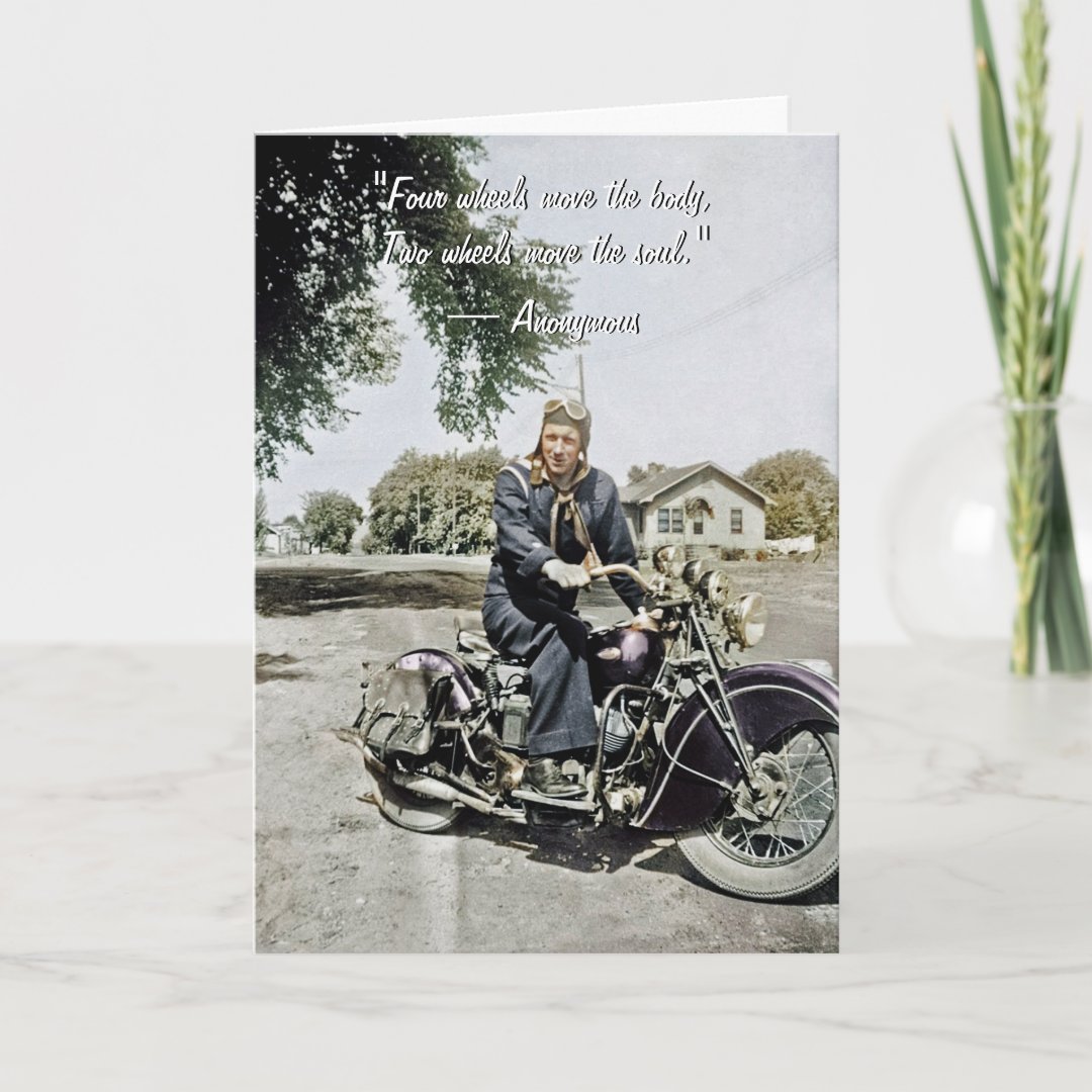 Beautiful Colored Vintage Motorcycle Photograph Card | Zazzle