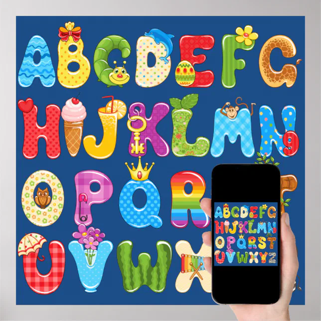 Beautiful Colorful Alphabet for Kids, Baby's Room Poster | Zazzle