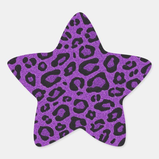 Beautiful cool purple leopard skin glitter effects star sticker ...