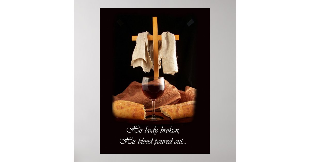 Beautiful Cross and Communion Poster | Zazzle