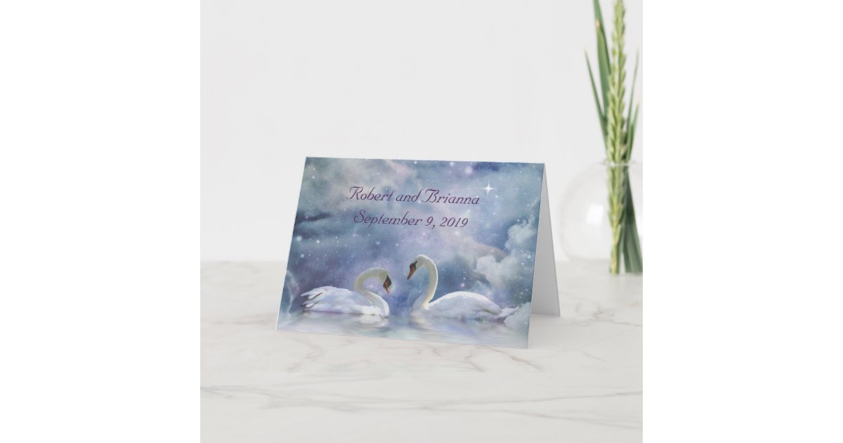 Beautiful Custom Congratulations on Wedding Swans Card | Zazzle