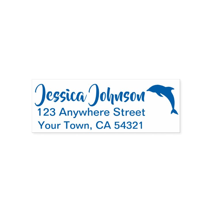 Beautiful Custom Name Return Address Dolphin Self-inking Stamp | Zazzle