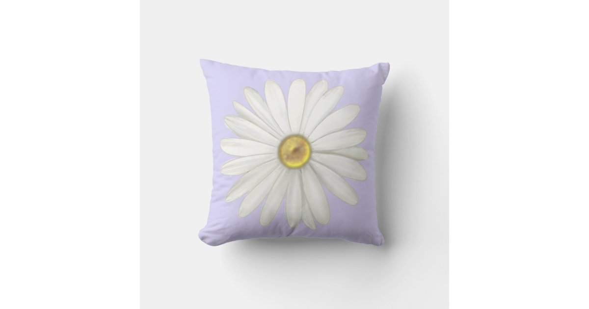 Beautiful Daisy Flower on Light Periwinkle Throw Pillow | Zazzle