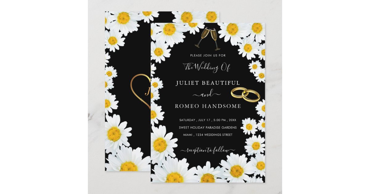 Beautiful Daisy Flowers Love Wedding Invitation | Zazzle