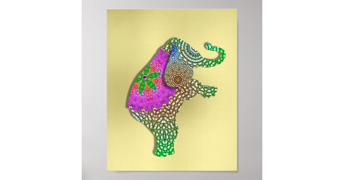 Beautiful Decorated Indian Elephant Picture Poster | Zazzle