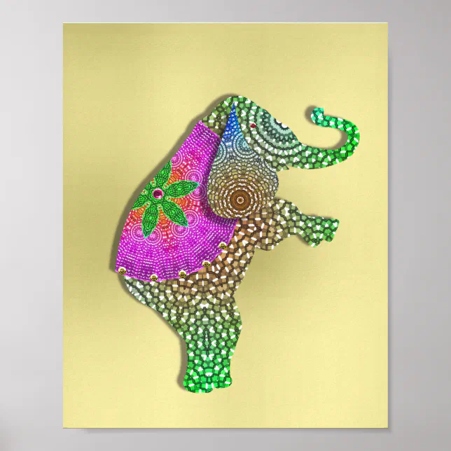 Beautiful Decorated Indian Elephant Picture Poster | Zazzle