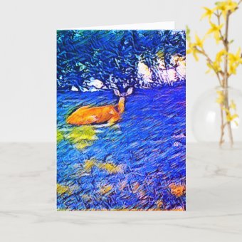Beautiful Deer Napping on the Lawn, Birthday Card | Zazzle