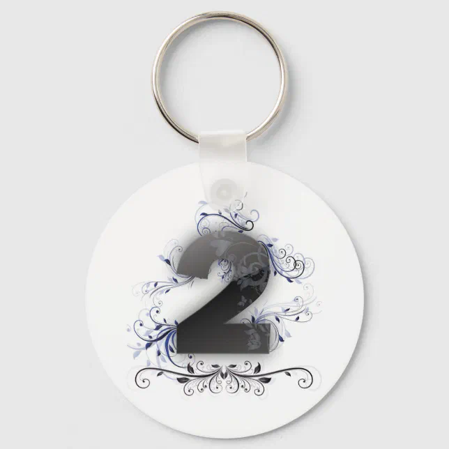 Beautiful designed number 2 keychain | Zazzle