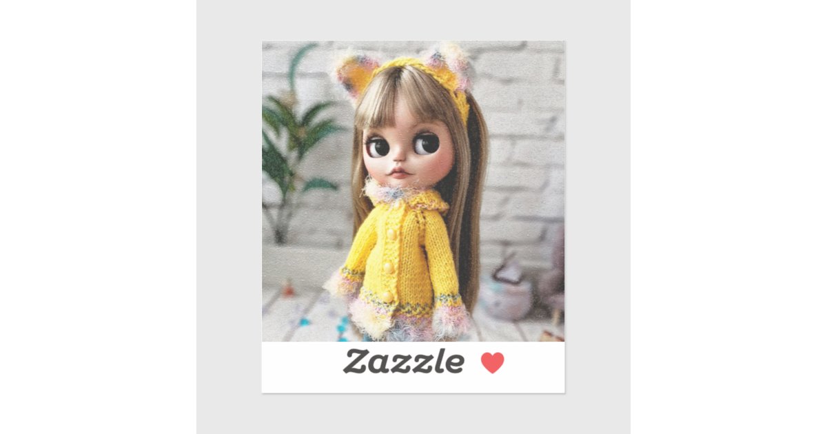 Beautiful doll Blythe big eyes fashion stylish fun Sticker | Zazzle