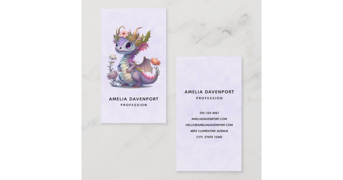 Beautiful Dragon with Elegant Crown Business Card | Zazzle