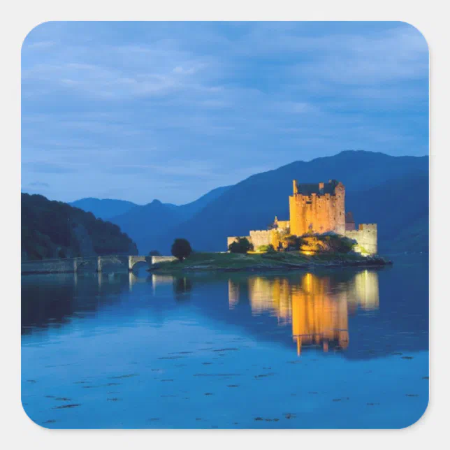 Beautiful Eileen Donan Castle in Western Dornie Square Sticker | Zazzle