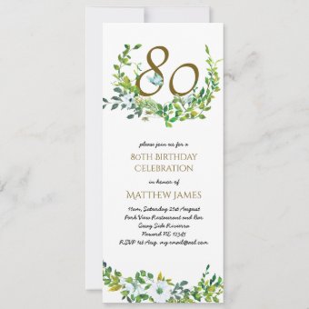 Beautiful Elegant 80th Birthday Invitations Womens | Zazzle