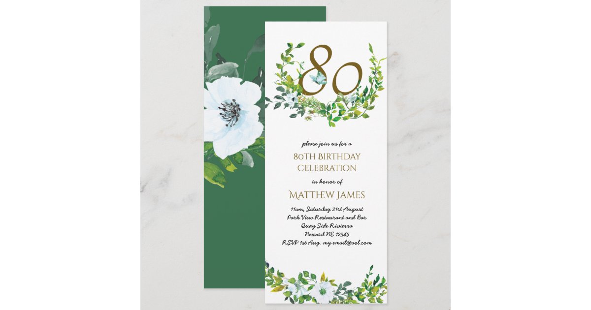 Beautiful Elegant 80th Birthday Invitations Womens | Zazzle