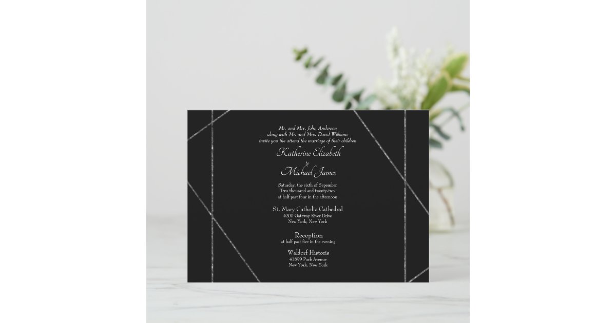 Beautiful Elegant B/W Wedding Invitation | Zazzle