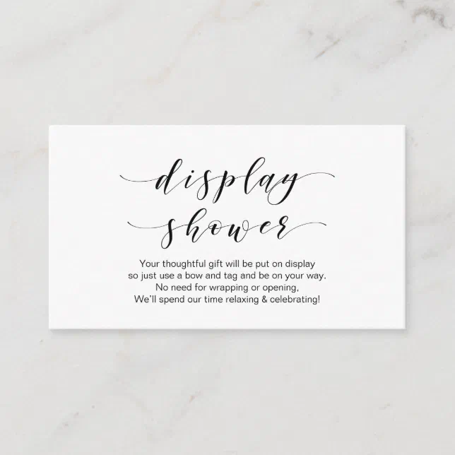 Beautiful Elegant, Black font, Display Shower Enclosure Card | Zazzle
