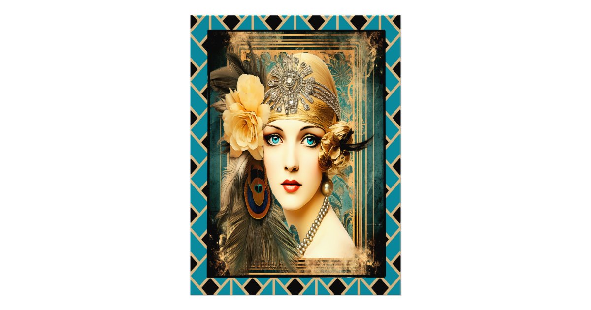 Beautiful Elegant Flapper Poster. Photo Print | Zazzle