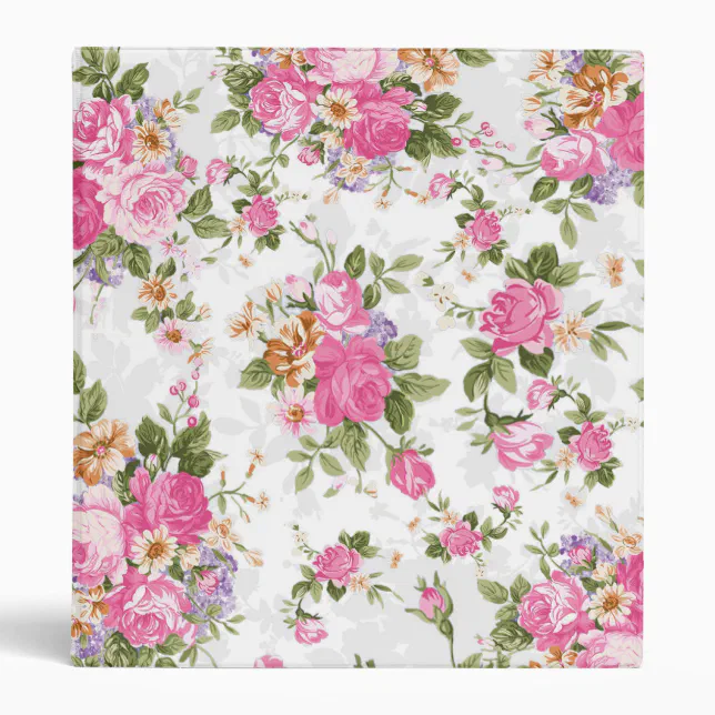 Beautiful elegant girly vintage roses flowers binder | Zazzle