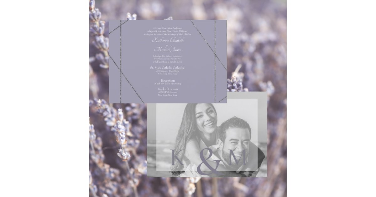 Beautiful Elegant Lavender Photo Wedding III Invitation | Zazzle