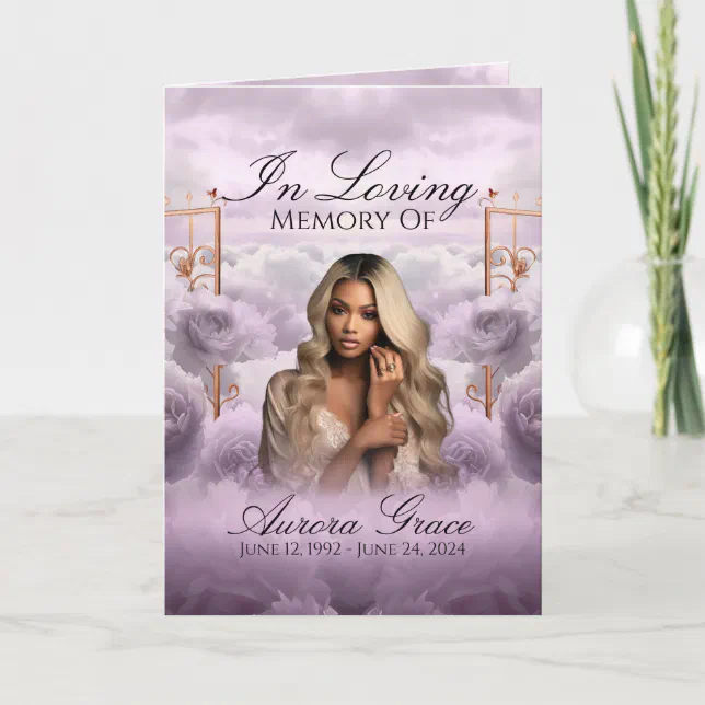 Beautiful Elegant Purple Floral Funeral Programs | Zazzle