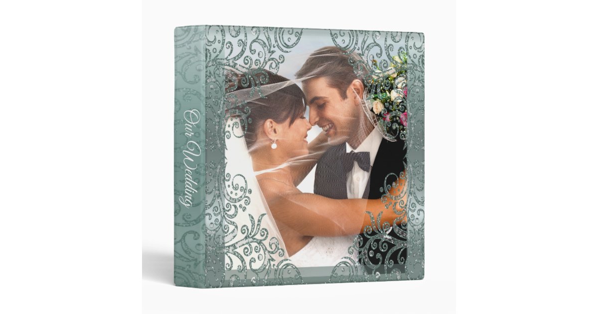 Beautiful Elegant Silver Blue Wedding Photo Album 3 Ring Binder | Zazzle