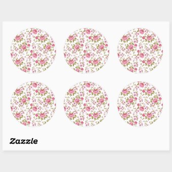 Beautiful elegant vintage roses design classic round sticker | Zazzle