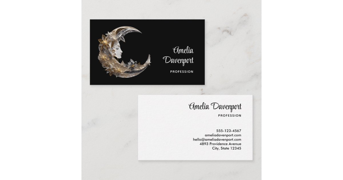 Beautiful Face in the Moon Business Card | Zazzle
