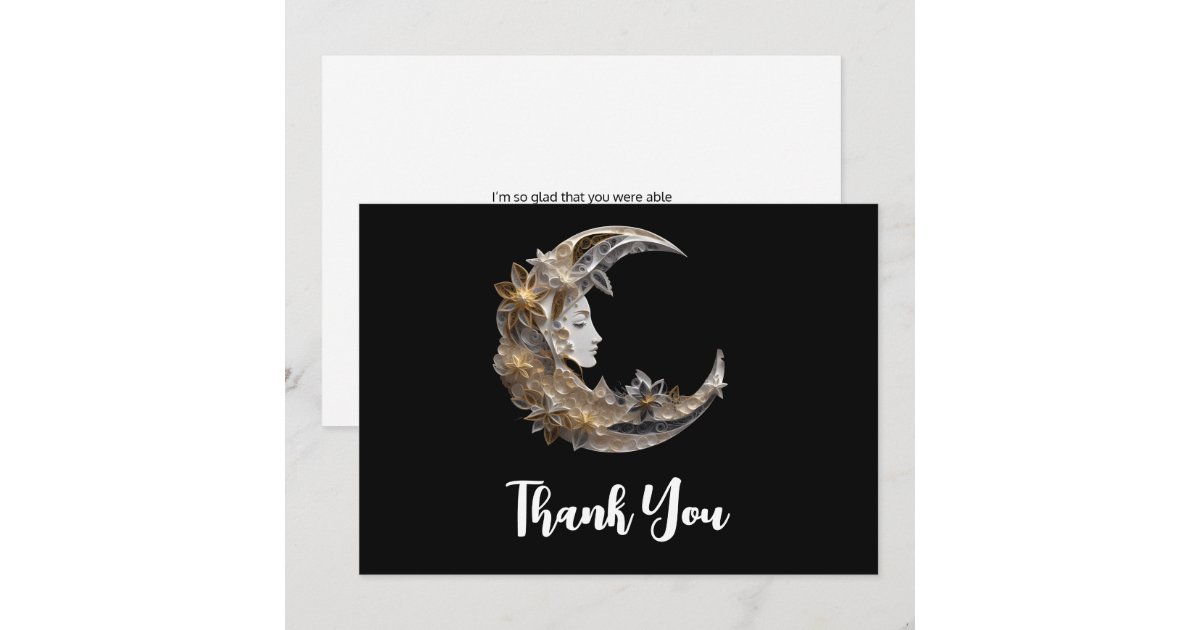 Beautiful Face in the Moon Thank You Card | Zazzle