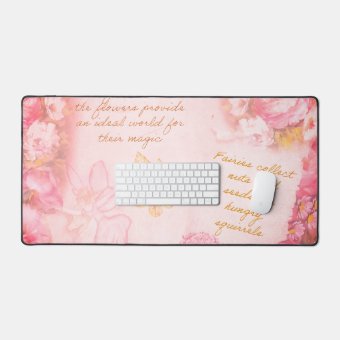 Beautiful Fairies Flowers And Butterflies Desk Mat | Zazzle