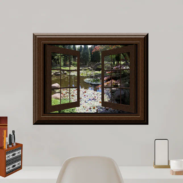 Beautiful Fake Window Scene Lily Pond Poster | Zazzle
