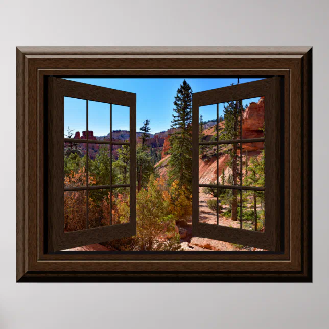 Beautiful Fake Window View Autumn Bryce Canyon Poster | Zazzle