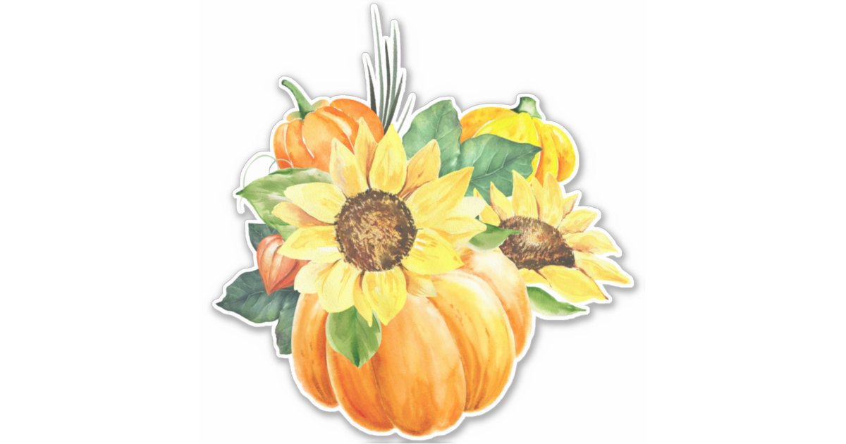 Beautiful Fall Theme Pumpkin Sticker | Zazzle