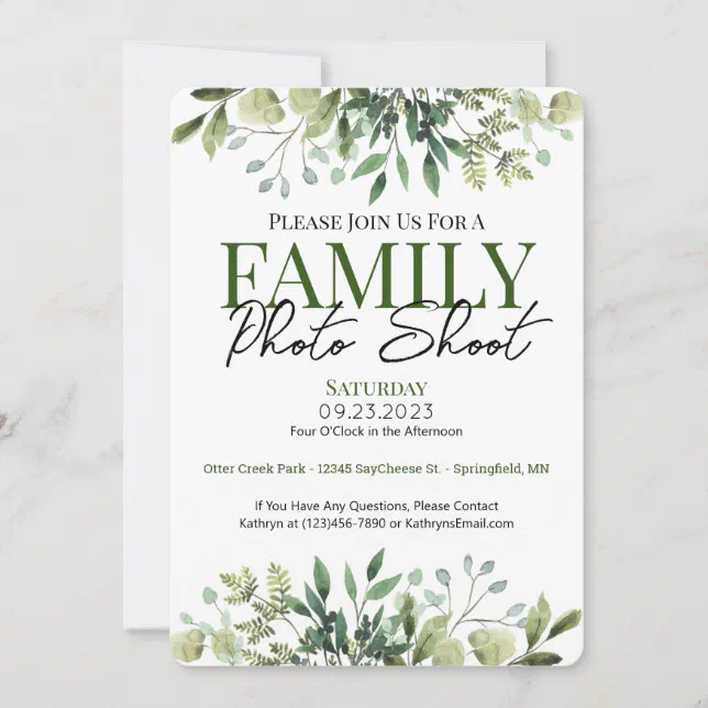 Beautiful Family Photo Shoot Invitation | Zazzle