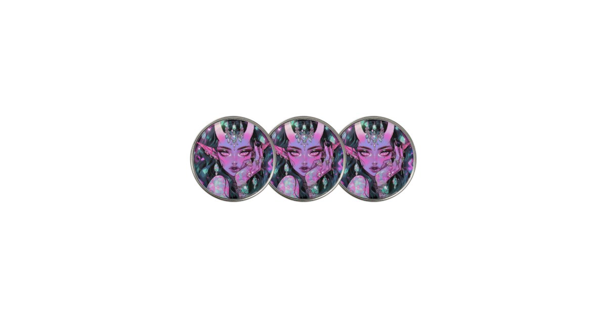 Beautiful Fantasy Demon Elf Anime Girl Golf Ball Marker | Zazzle