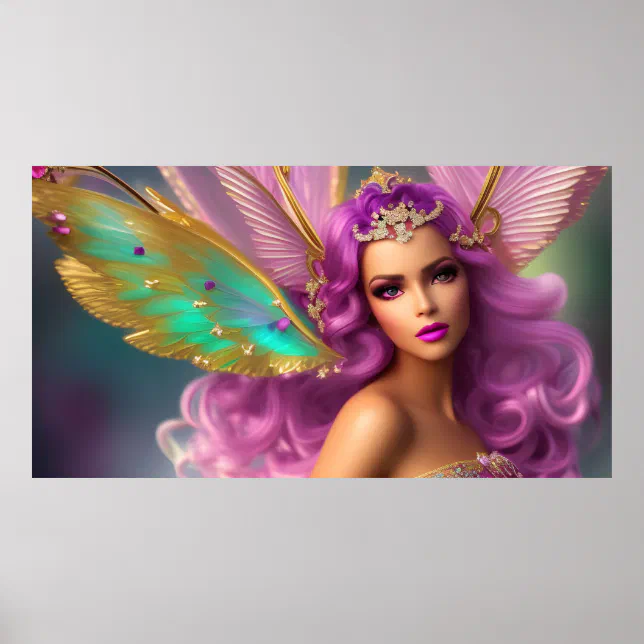 Beautiful Fantasy magical butterfly purple pink Poster | Zazzle