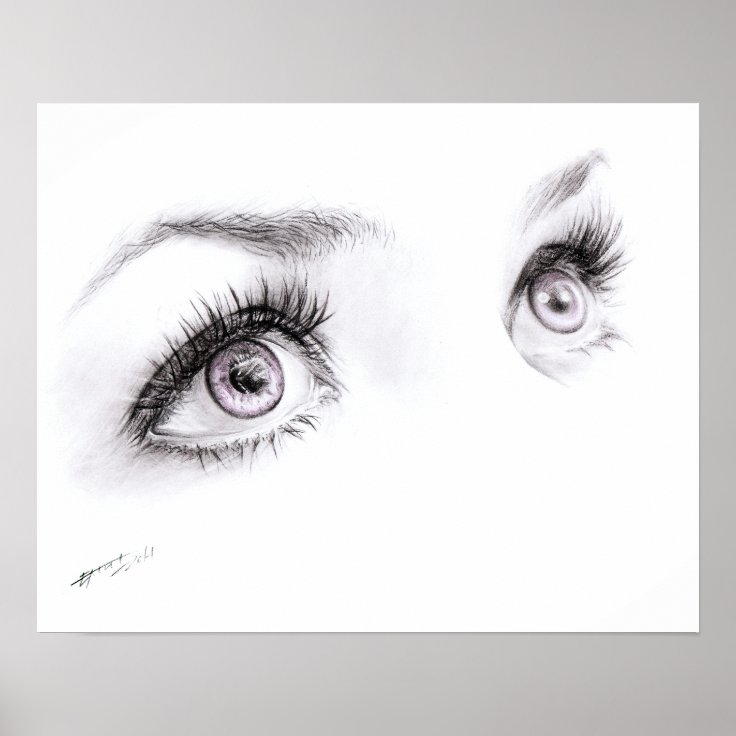 Beautiful female eyes Drawing Minimalist art Poster | Zazzle