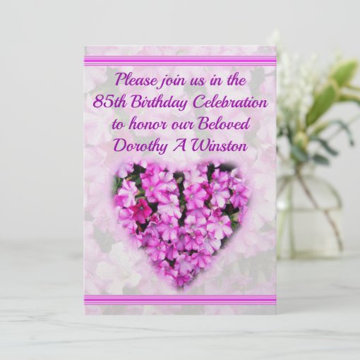 BEAUTIFUL FLORAL 85TH BIRTHDAY INVITATION | Zazzle