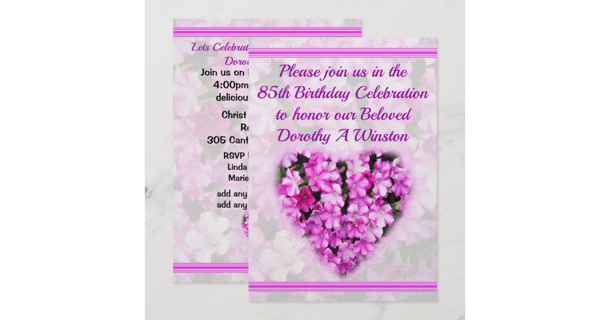 BEAUTIFUL FLORAL 85TH BIRTHDAY INVITATION | Zazzle