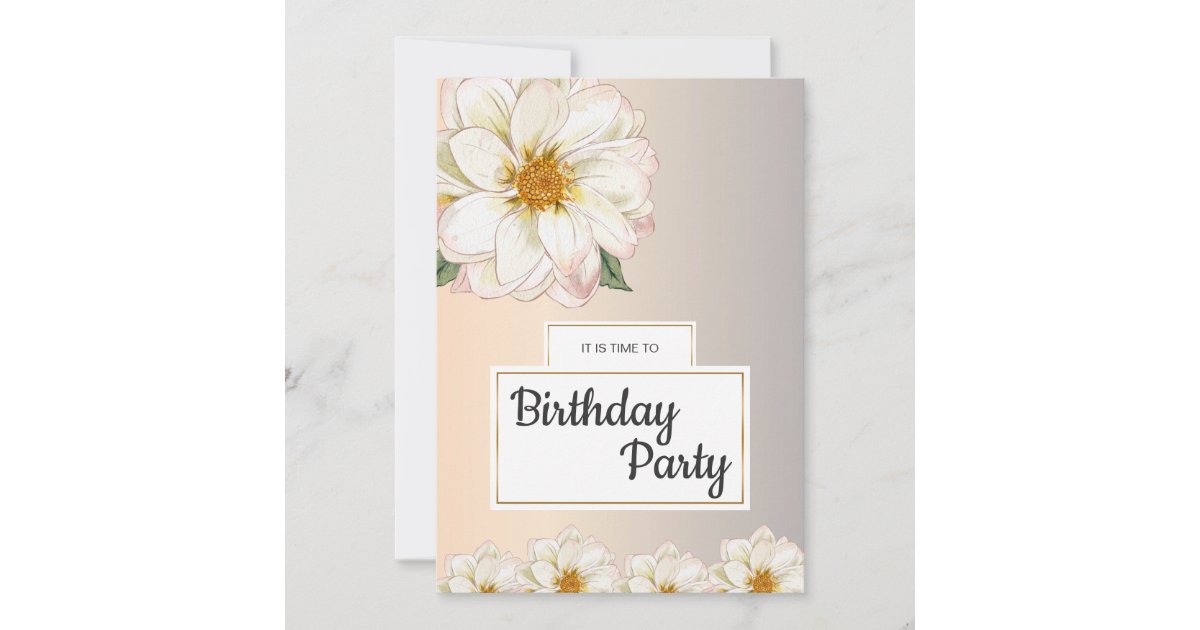 Beautiful Floral Birthday Invitation | Zazzle
