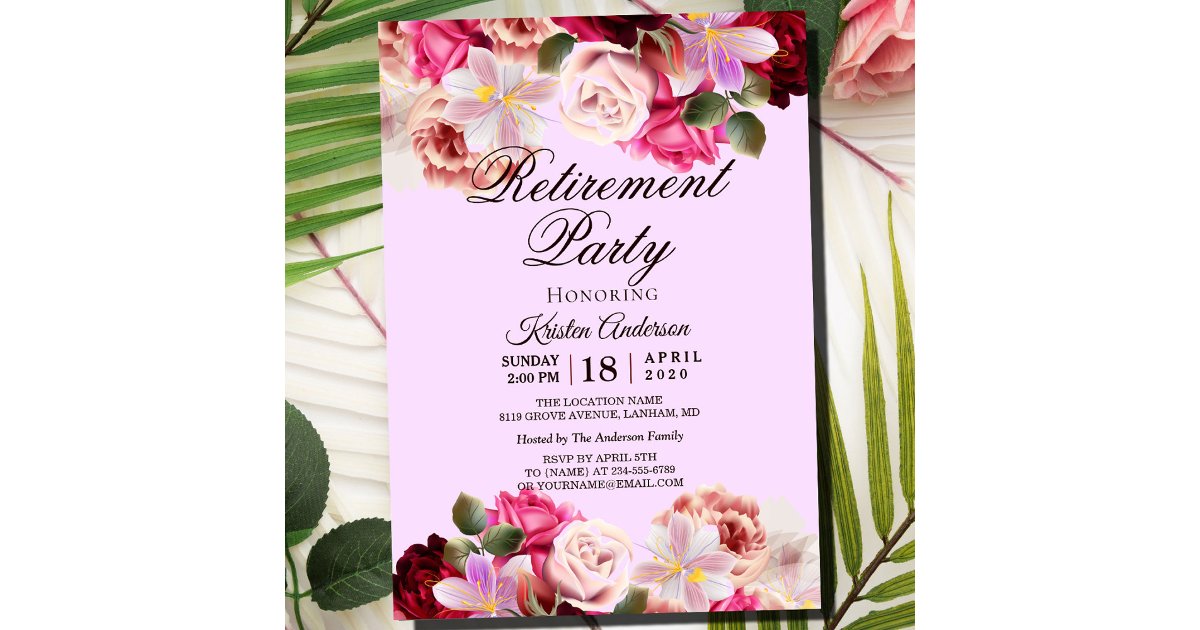 Beautiful Floral Bouquet Retirement Party Invitation | Zazzle