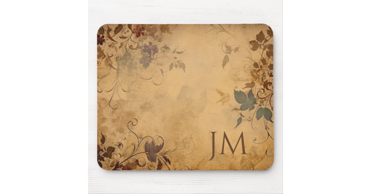 Beautiful floral design on vintage paper mouse pad | Zazzle