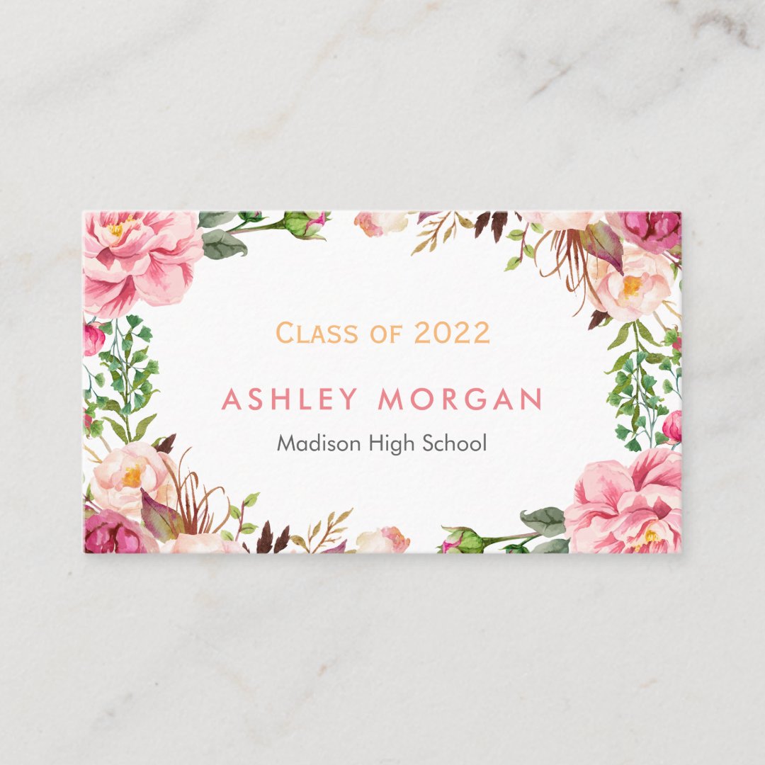 Beautiful Floral Graduate Students Graduation Calling Card | Zazzle