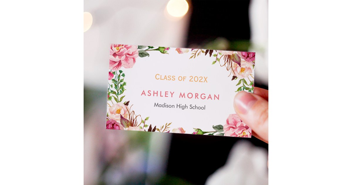 Beautiful Floral Graduate Students Graduation Calling Card | Zazzle