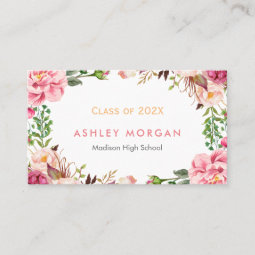 Beautiful Floral Graduate Students Graduation Calling Card | Zazzle